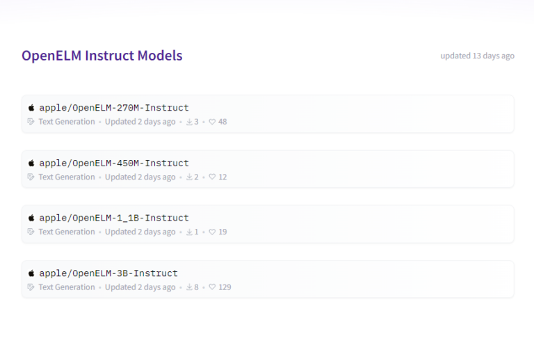 Apple推出OpenELM，體積小巧的開源AI模型，實現設備內運行！